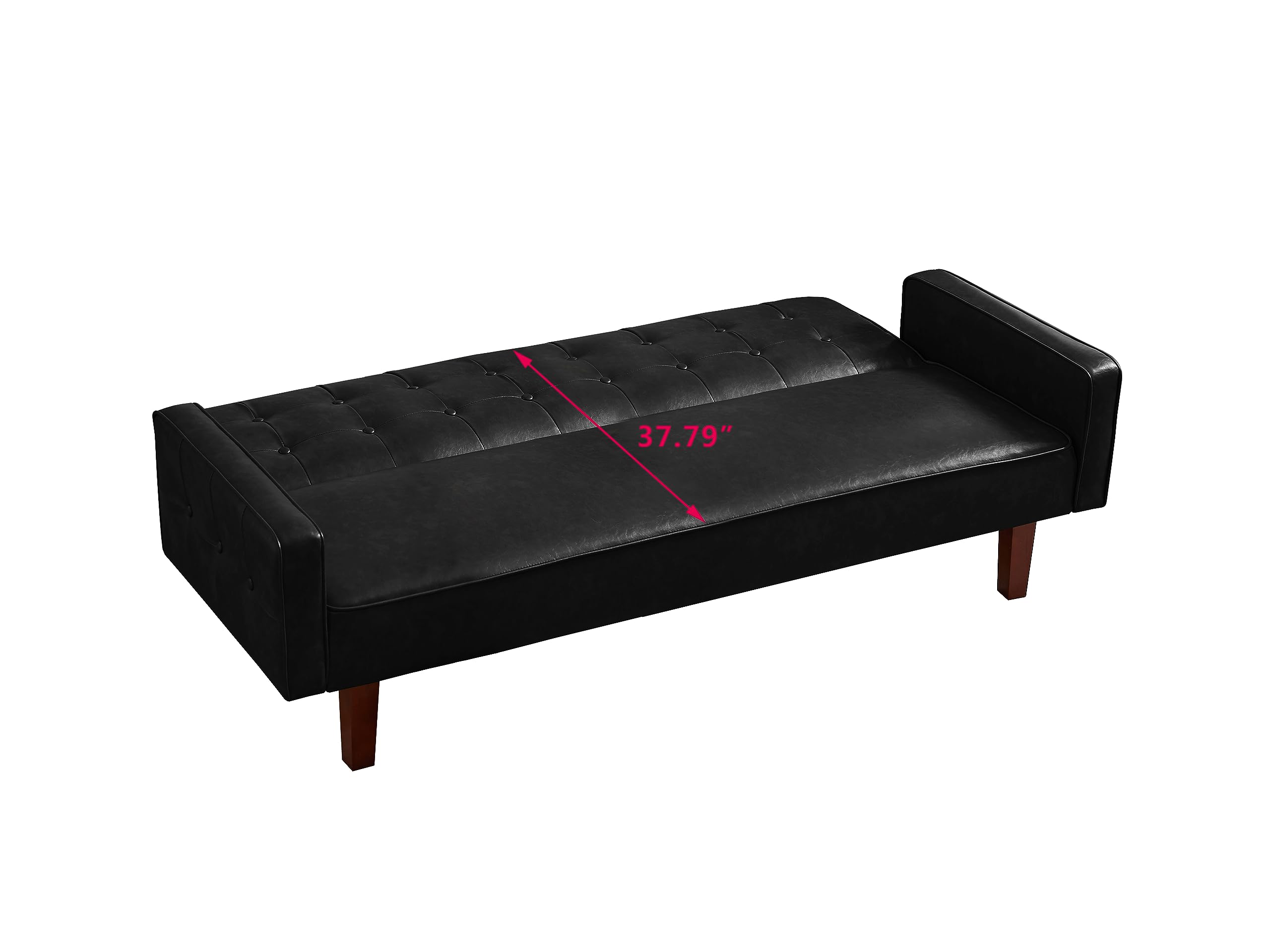 Faxu Leather Futon Sofa Bed Convertible Couch Daybed,Folded Upholstered Sleeper Loveseat for Small Space with Solid Wood Legs ,Multi-functional Tufted Sofa & Couches for Seating Napping Overnight