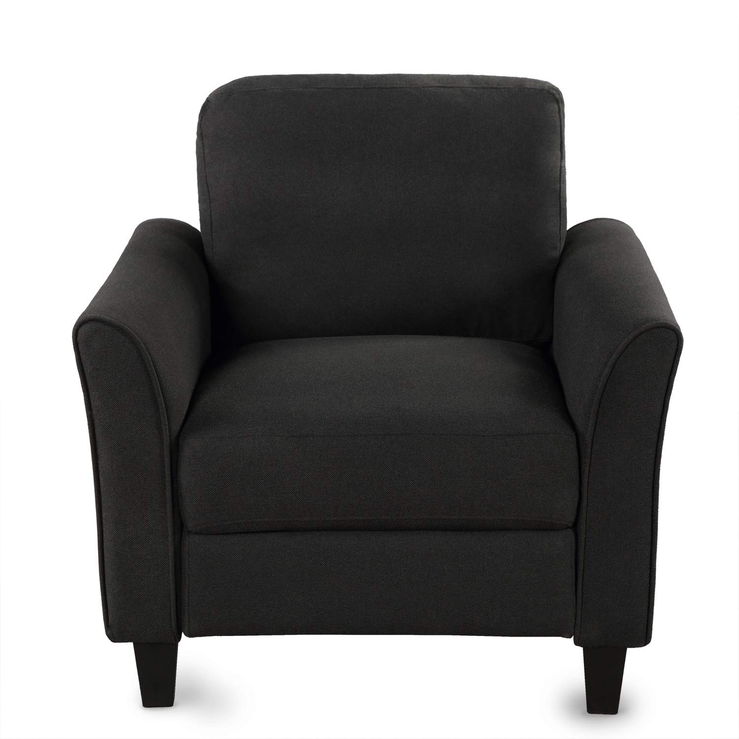 FIQHOME Accent Living Room,Furniture Armrest, Mid Century Modern Armchair with Pillow,Comfortable Single Sofa Chairs for Bedroom, Home Office(Black)