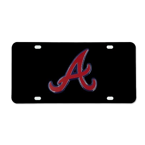 New Brand 1 Pack Aluminum Alloy License Plate for Braves with 3D Emblem（4 Holes）