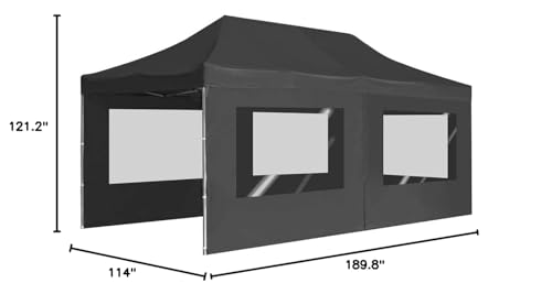 Professional Folding Party Tent with Walls Aluminum,Fruit Stand Gazebo,Deck Gazebo,Camping Gazebo,Hardtop Gazebo,Featuring a Folding Design,for Barbeque,Garden Party,Markets,19.7'x9.8' Anthracite