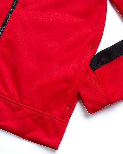 Fila Boys' Tracksuit Set - 3 Piece Short Sleeve Athletic Shirt, Tricot Jacket, Jogger Sweatpants for Toddlers & Boys (2T-16), Size 10-12, Racing Red