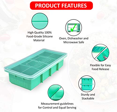 Stash Silicone Freezing Tray with Lid and Baking Tray β One Large Freezer Tray makes up to 4 cups serving β Freezer Soup Container - Oven Safe, Microwave Safe and BPA Free Silicone Container Tray Β