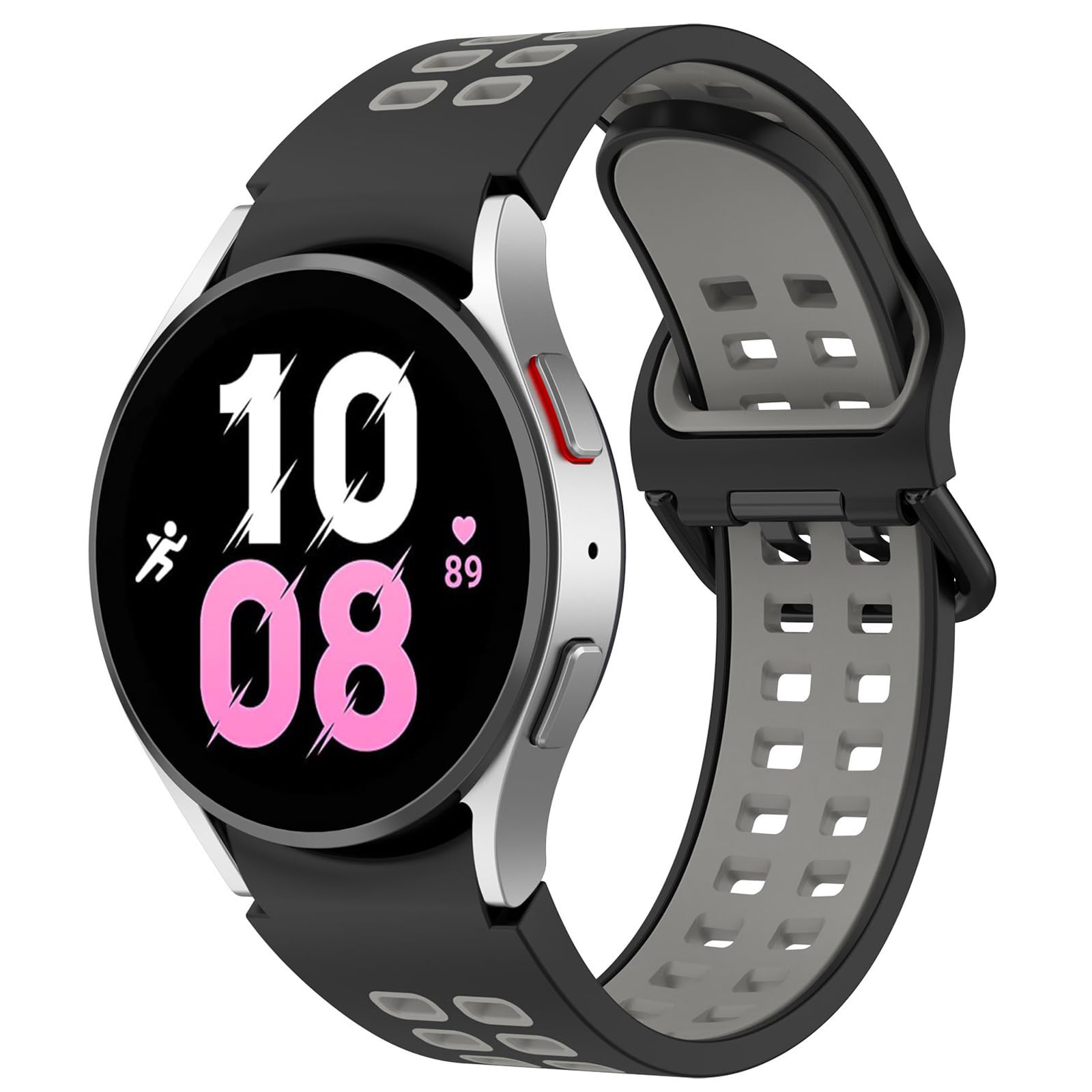 Disscool Replacement Wristbands Compatible with Samsung Galaxy Watch 6/Watch 5/Galaxy Watch 4/Galaxy Watch 3 41mm, 20mm Adjustable Soft Silicone Wrist Strap with Quick Release(Black+Grey)