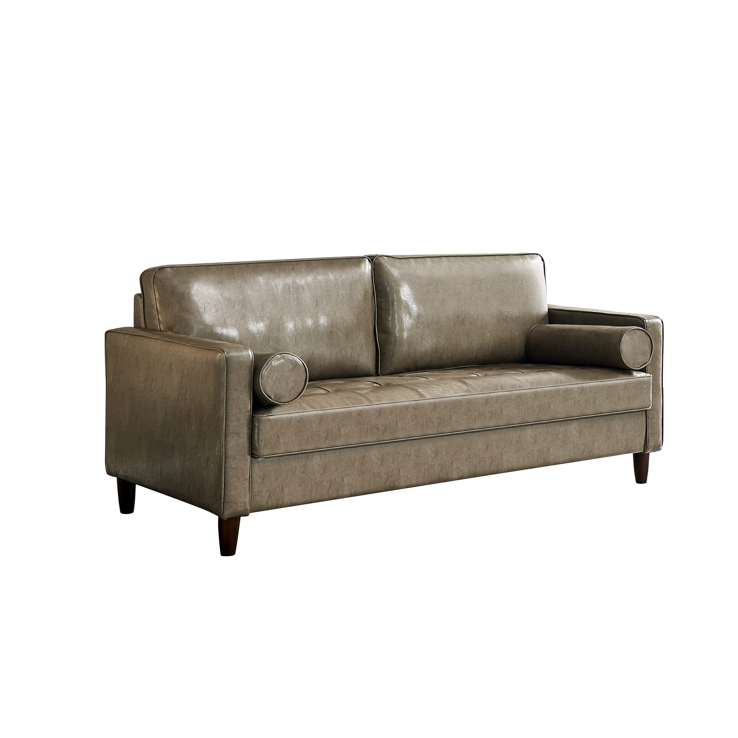 FIQHOME 74.8, Modern Mid-Century Vegan Leather, 3-Seat Sofas & Couches, for Living Room Apartment Office(Khaki)