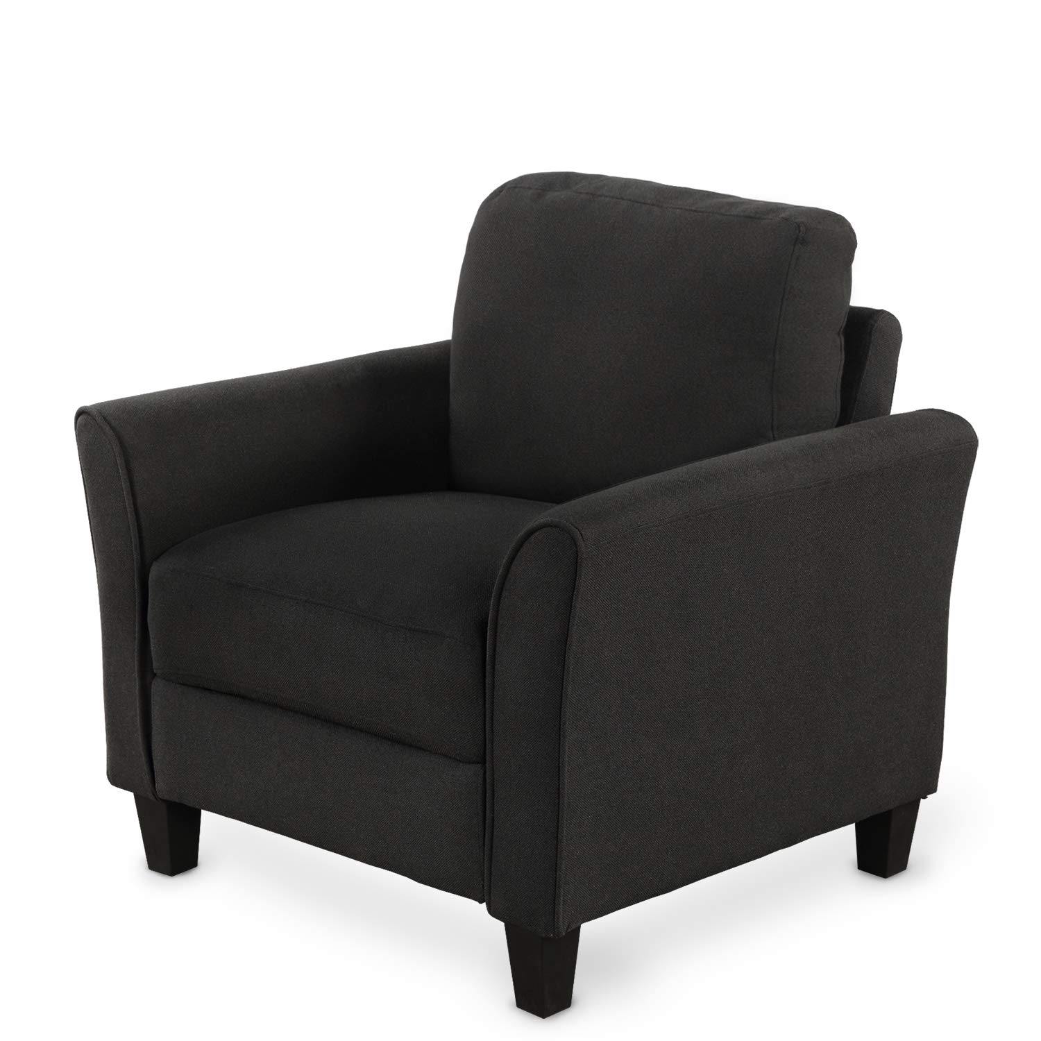 FIQHOME Accent Living Room,Furniture Armrest, Mid Century Modern Armchair with Pillow,Comfortable Single Sofa Chairs for Bedroom, Home Office(Black)