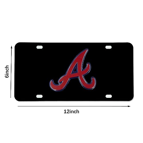 New Brand 1 Pack Aluminum Alloy License Plate for Braves with 3D Emblem（4 Holes）