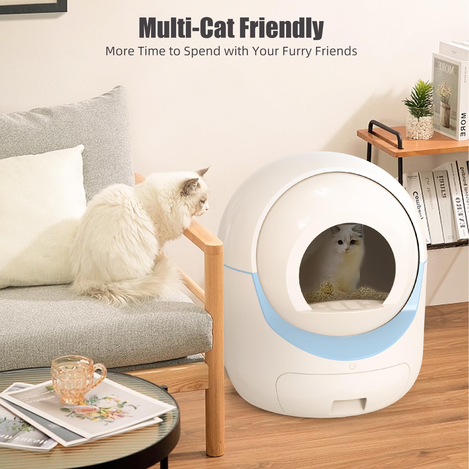 CATLK Self Cleaning Cat Litter Box, Automatic Cat Litter Box for Multi Cats with APP Control, Smart Cat Litter Box with Garbage Bags & Mat & Brush, Anti-Pinch/Odor Removal/Easy Clean, 1-Year Warranty