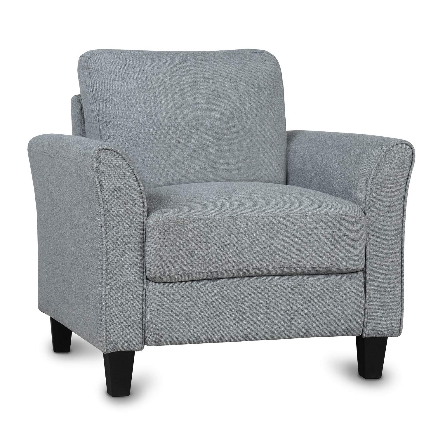 FIQHOME Accent Living Room,Furniture Armrest, Mid Century Modern Armchair with Pillow,Comfortable Single Sofa Chairs for Bedroom, Home Office(Gray)