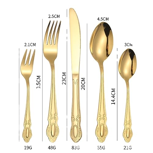 20-Piece Silverware Set with Steak Knives for 4,Unique Decorative Design,Stainless Steel Flatware Cutlery Set For Home Kitchen Restaurant Hotel, Kitchen Utensils Set, Mirror Polished, Dishwasher Safe