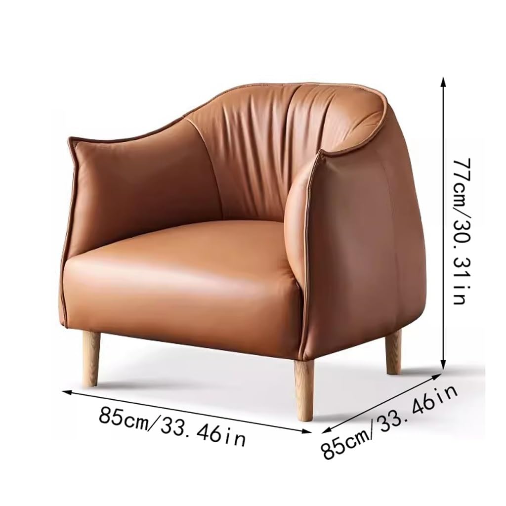 Couch for Living Room Leather Sofa Modern Minimalist Solid Wood Sofa Chair Nordic Small Apartment Living Room Light Luxury Single Sofa Samll Sofa