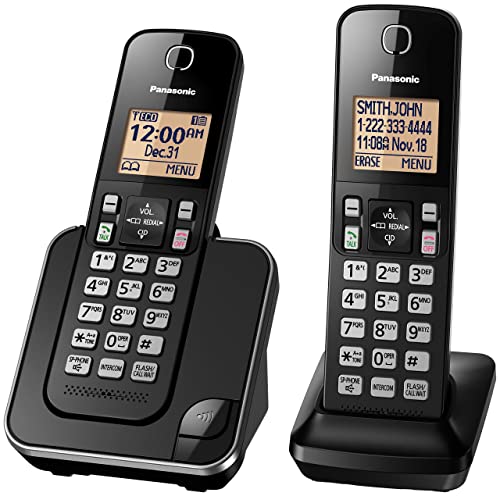 Panasonic KX-TGC352B / KX-TGC382B Dect 6.0 2-Handset Landline Telephone (Renewed)