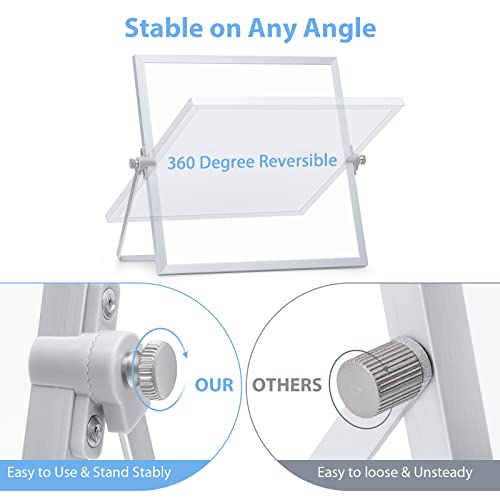 Small WhiteBoard with Stand 10" X 10", ARCOBIS Magnetic Double-Sided Dry Erase White Board Easel for Desk Students Kids Home Office