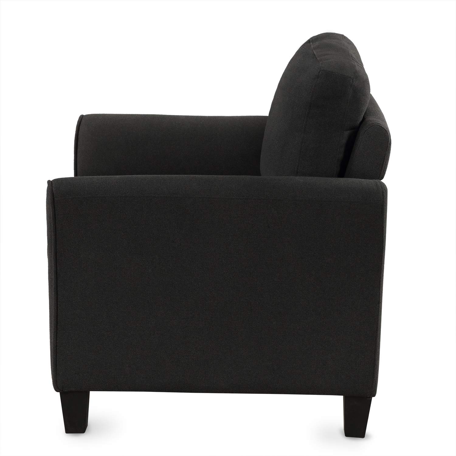 FIQHOME Accent Living Room,Furniture Armrest, Mid Century Modern Armchair with Pillow,Comfortable Single Sofa Chairs for Bedroom, Home Office(Black)