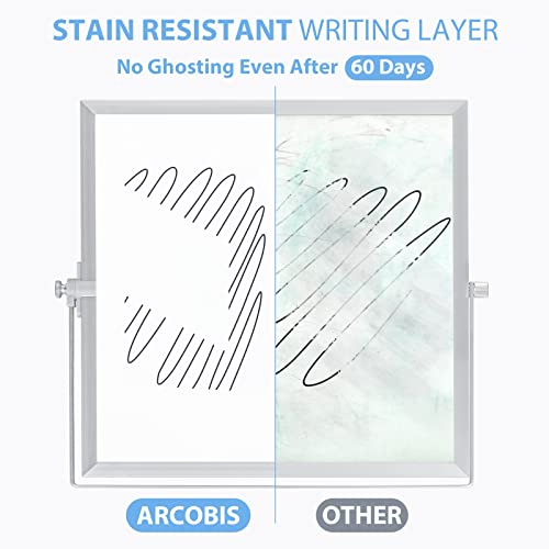 Small WhiteBoard with Stand 10" X 10", ARCOBIS Magnetic Double-Sided Dry Erase White Board Easel for Desk Students Kids Home Office