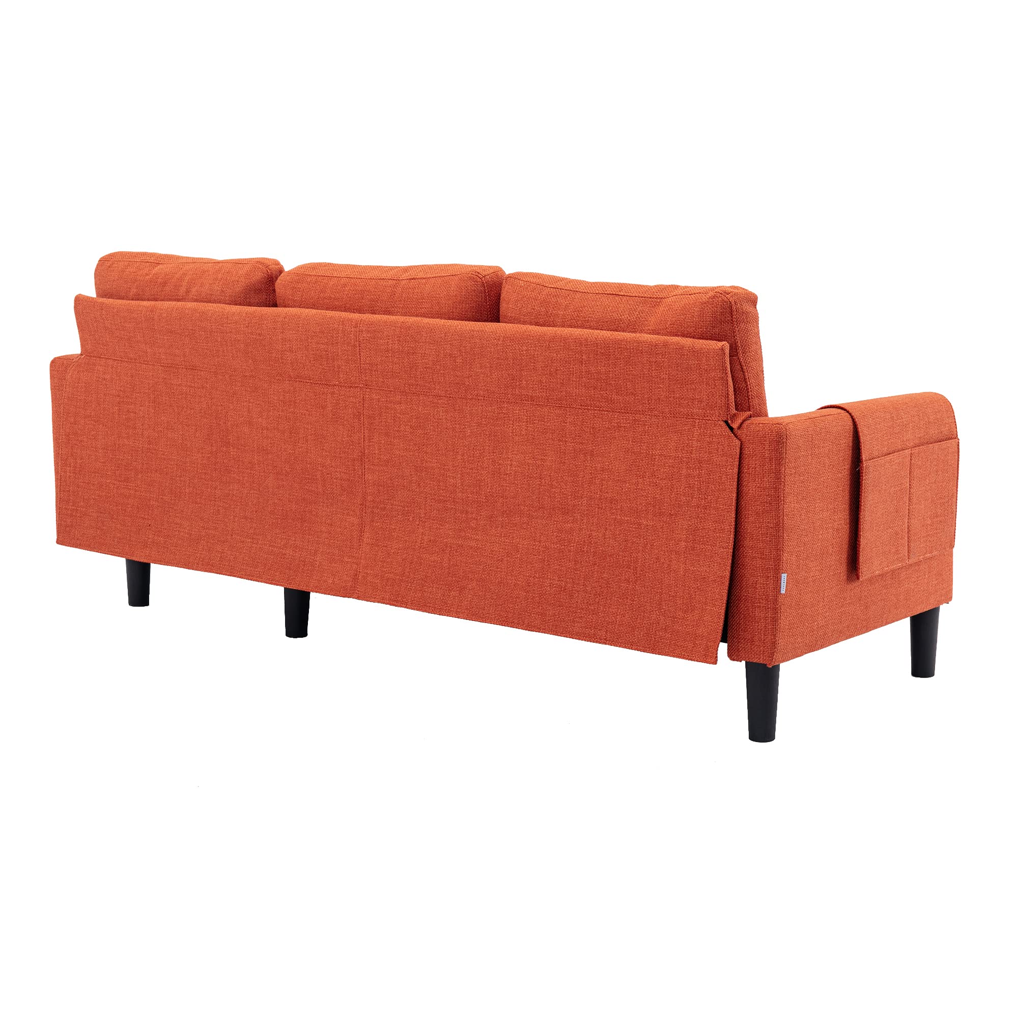 Eafurn 3 Seater Sectional Chaise Lounge and Storage,L Shaped Convertible Pull Out Bed,Comfy Velvet Upholstery Corner Sofa & Couches Button Tufted Living Room Furniture Sets, Orange 72.44"