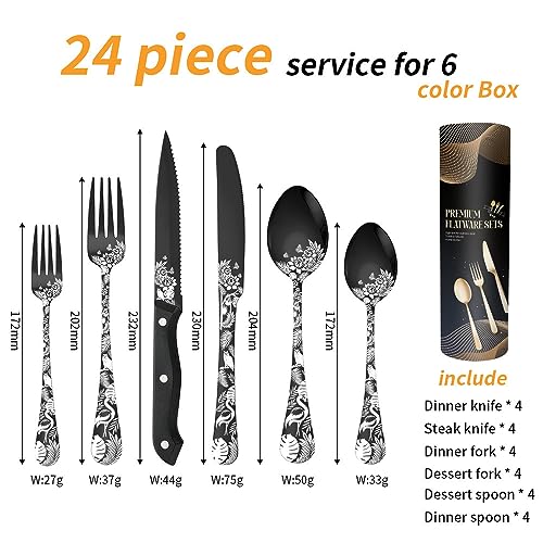 48-Piece Silverware Set with Steak Knives for 8,Unique Pattern Design，Stainless Steel Flatware Cutlery Set For Home Kitchen Restaurant Hotel, Kitchen Utensils Set, Mirror Polished, Dishwasher Safe