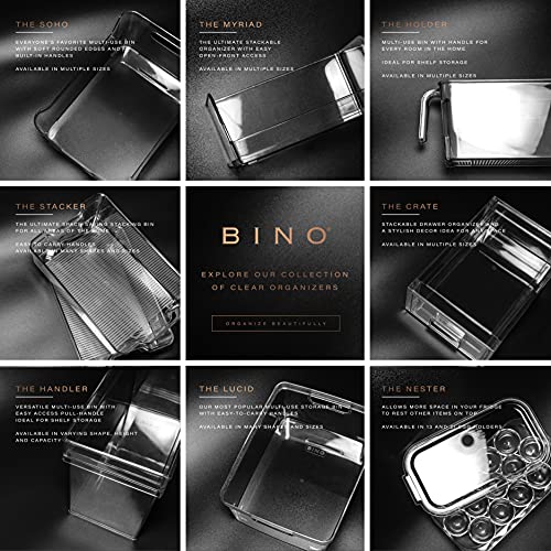 BINO | Stackable Storage Bins, Medium - 4 Pack | The Stacker Collection | Clear Plastic Storage Bins | Organization and Storage Containers for Pantry & Fridge | Multi-Use Organizer Bins | BPA-Free