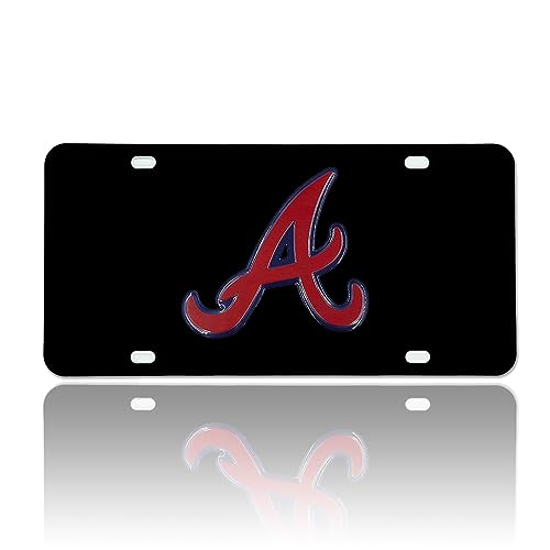 New Brand 1 Pack Aluminum Alloy License Plate for Braves with 3D Emblem(4 Holes)