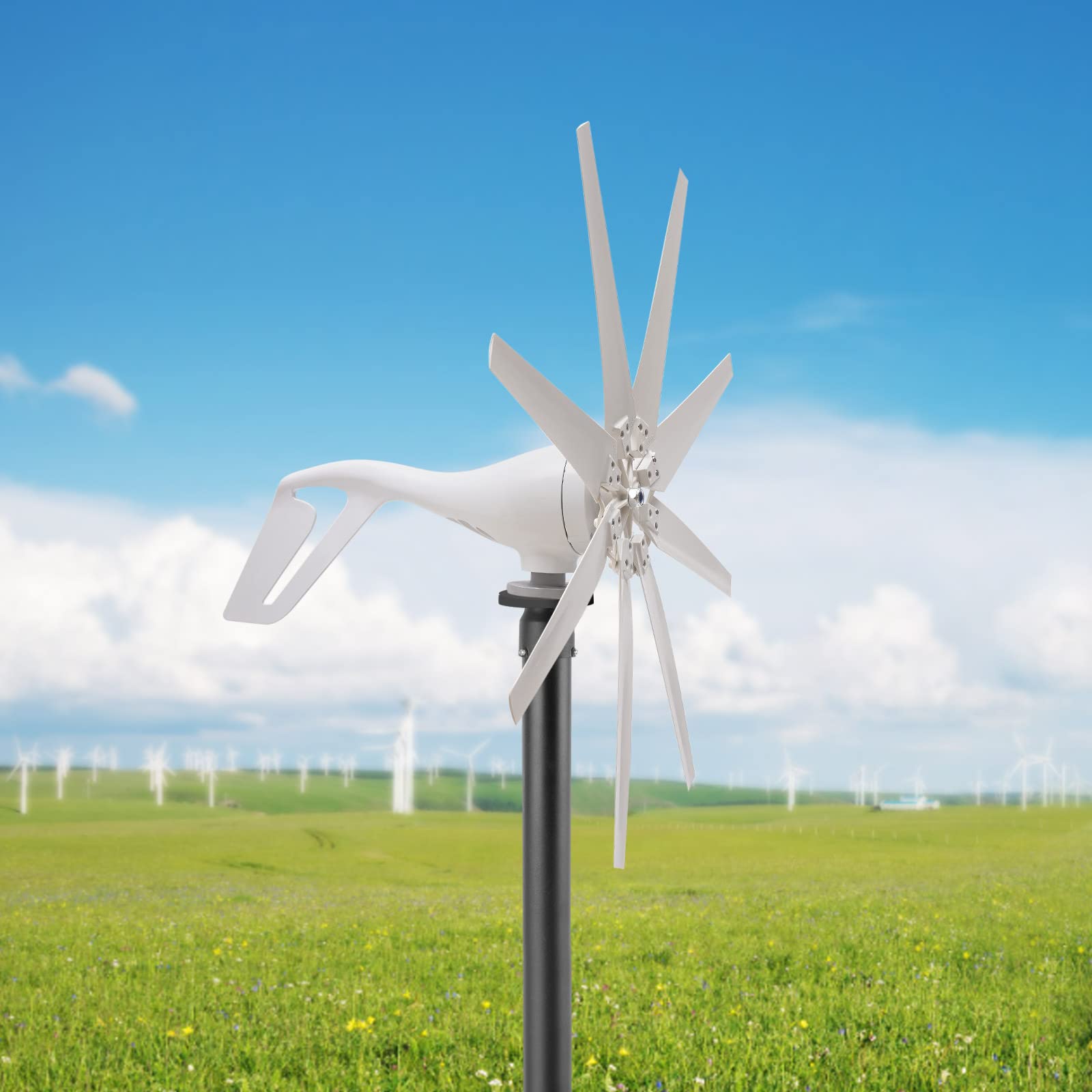 PIOJNYEN Wind Turbine Generator Kit 600W 12V with Blade, Wind Generator Kit with Charge Controller, Wind Power Generator for Marine, RV, Home, Windmill Generator Suit for Hybrid Solar Wind System