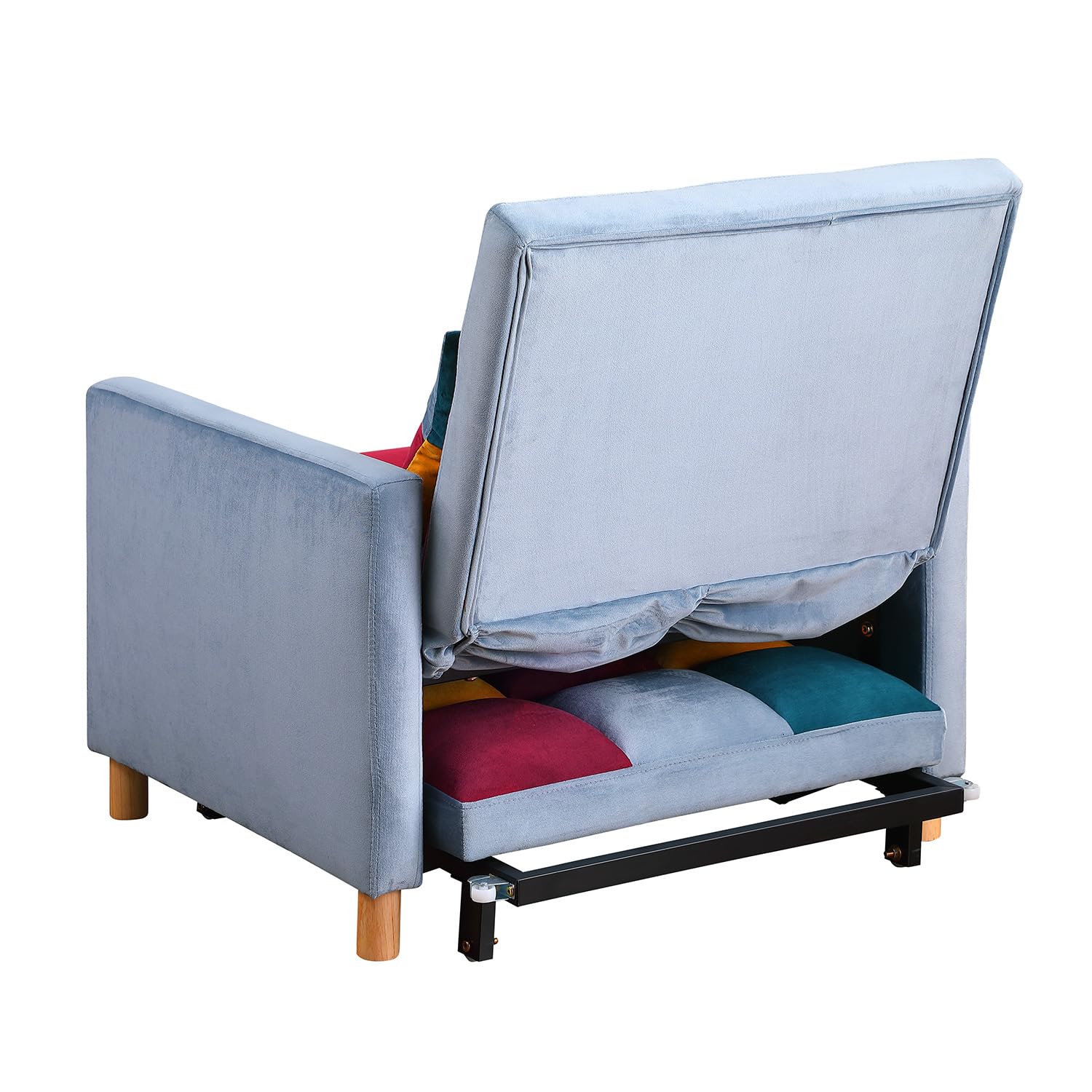 KJGJ 3 in 1 Convertible Sleeper Sofa Chair Bed Adjustable Sleeper Bed Chair with Pillow Multi-Functional Sleeper Chair with Soft Velvet Perfect for Living Room Bedroom or Office (Colorful)
