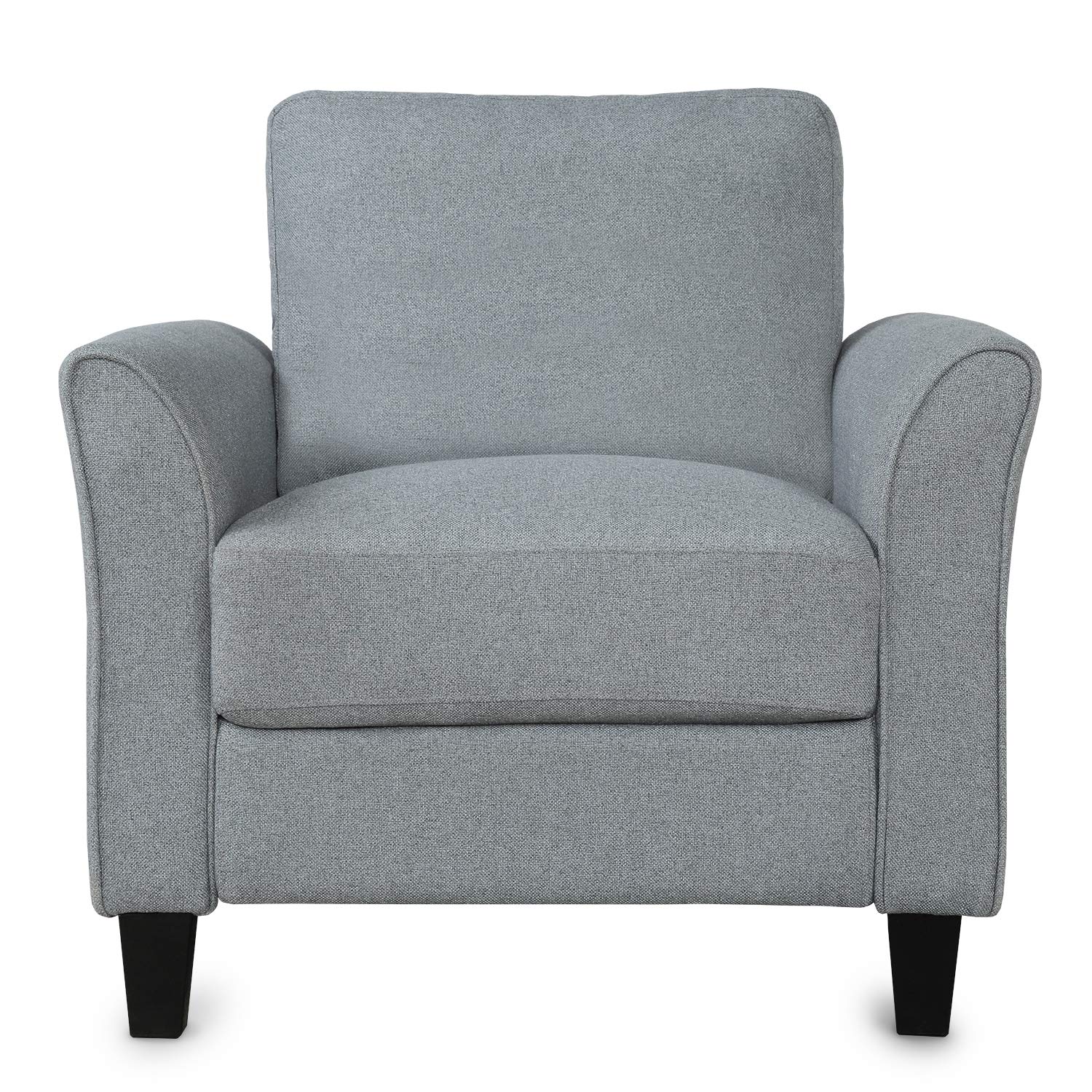 FIQHOME Accent Living Room,Furniture Armrest, Mid Century Modern Armchair with Pillow,Comfortable Single Sofa Chairs for Bedroom, Home Office(Gray)