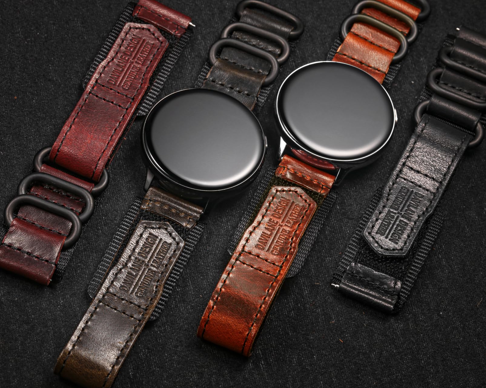 DAVILANE Compatible with Samsung Galaxy Watch Bands,20mm Quick Release Leather Nylon Watch Strap for Galaxy Watch 6 Classic 47mm 43mm/6 44mm 40mm/5 40mm 44mm/5 Pro 45mm etc.