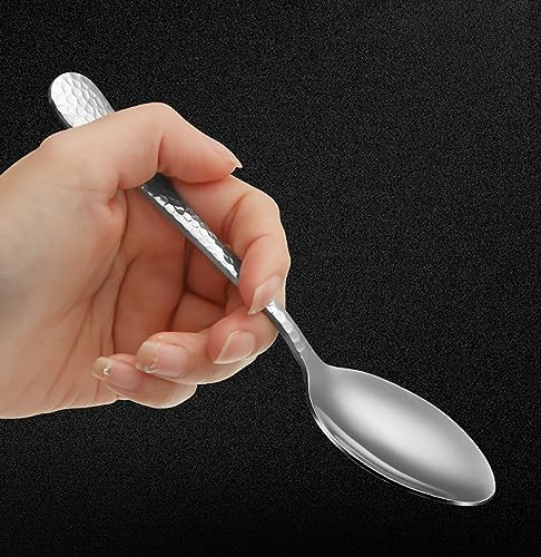 Hammered Silverware Set 16 Pieces Stainless Steel Flatware Set for 4, Mirror Polished Tableware Cutlery Set for Home Kitchen Restaurant Hotel, Kitchen Utensils Set, Modern Design, Dishwasher Safe