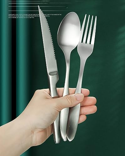 Silverware Set Flatware Matte Cutlery Utensil Solid Food-Grade Stainless Steel，Home Restaurant Hotel Small Business,Mirror Finish Tableware 60 Piece Service for 12