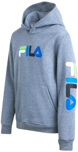 Fila Boys' Active Sweatsuit Set - 3 Piece Performance Hoodie Sweatshirt, Jogger Sweatpants, T-Shirt - Activewear Set (8-12), Size 8, Heather Grey