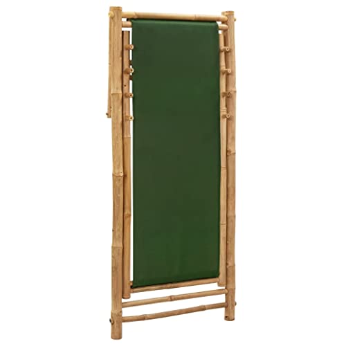WEMYUFURN Deck Chair Bamboo and Canvas Green, Patio Dining Chairs, Bar Stools, Outdoor Seating for Outdoor Relaxation and Entertaining in Your Backyard or Poolside