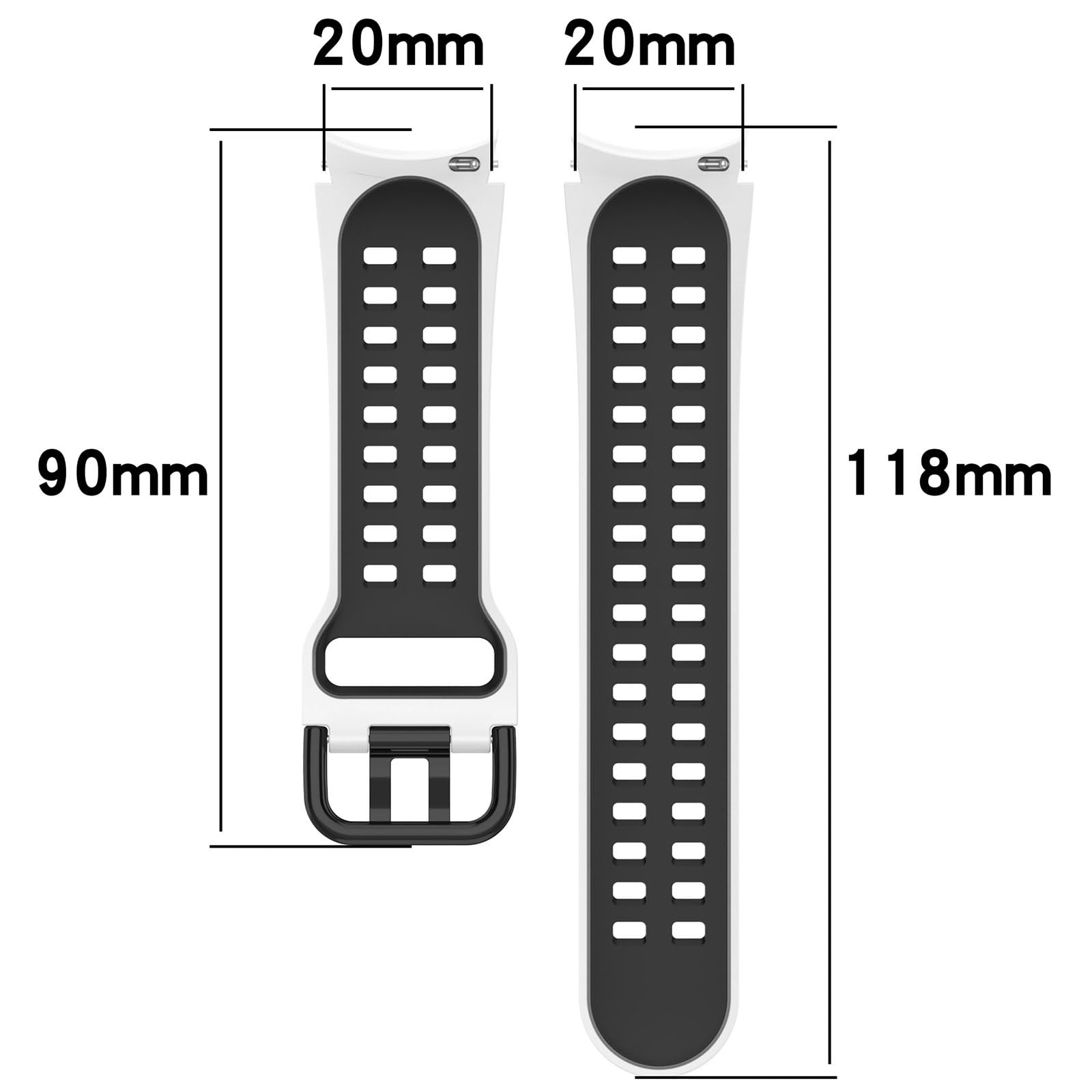 Disscool Replacement Wristbands Compatible with Samsung Galaxy Watch 6/Watch 5/Galaxy Watch 4/Galaxy Watch 3 41mm, 20mm Adjustable Soft Silicone Wrist Strap with Quick Release(Black+Grey)