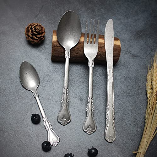 Silverware Set for 8 Flatware Cutlery Unique Retro Luxury Stainless Steel Tableware Utensil Set Knives Forks Spoons,Dinnerware Sets for Party Kitchen 40-piece