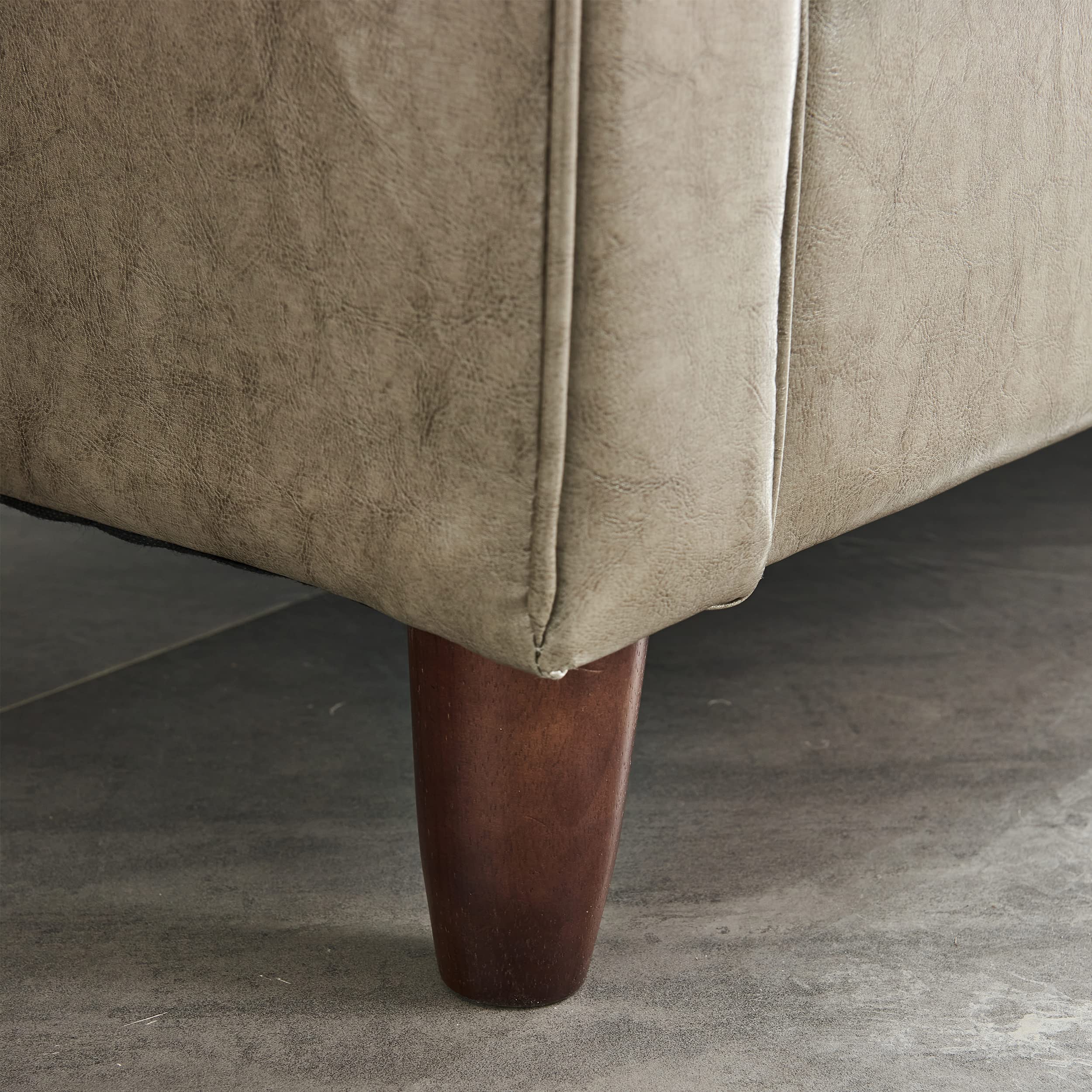 FIQHOME 74.8, Modern Mid-Century Vegan Leather, 3-Seat Sofas & Couches, for Living Room Apartment Office(Khaki)