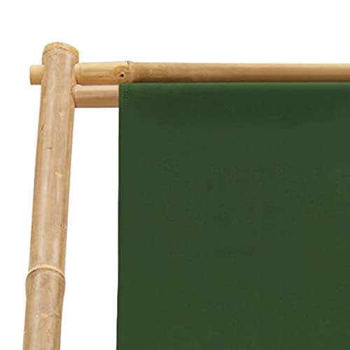 WEMYUFURN Deck Chair Bamboo and Canvas Green, Patio Dining Chairs, Bar Stools, Outdoor Seating for Outdoor Relaxation and Entertaining in Your Backyard or Poolside