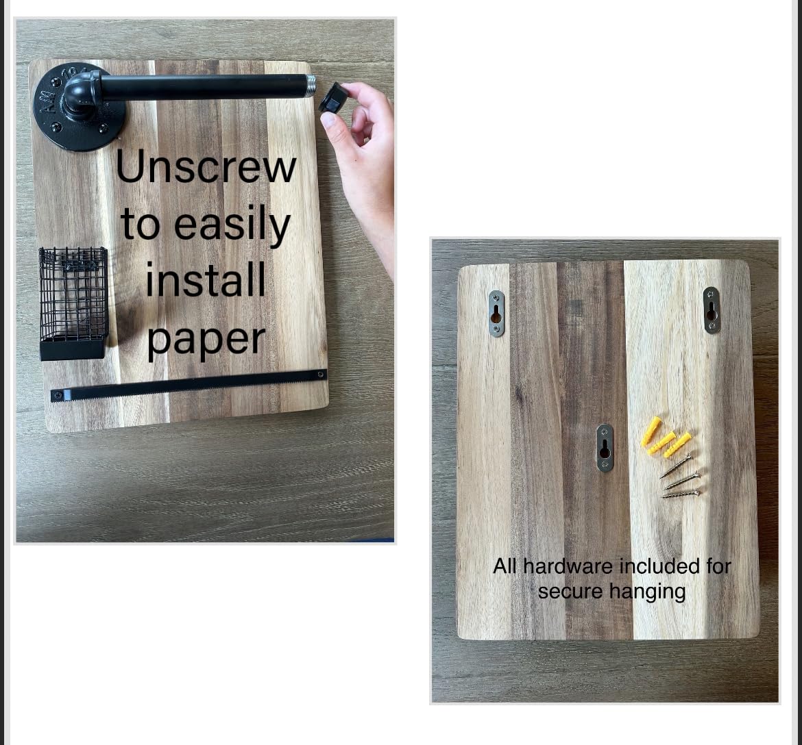 Kraft Paper Dispenser - Wall Mounted Paper Roll Dispenser - Decorative Message Boards for Wall - Hanging Notepad Holder - to Do List Board - Kitchen Decorations Rustic - Message Board