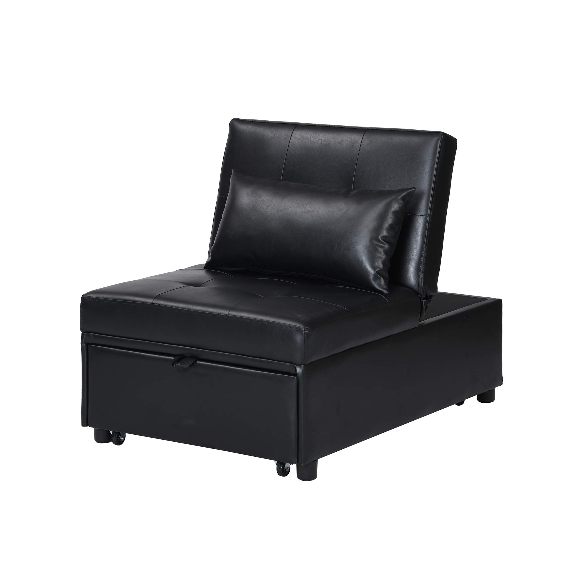 EMKK Sofa Bed, 4 in 1 Multi-Function Folding Ottoman Leather Couch with Adjustable Backrest Modern Convertible Chair for Living Room Apartment Office