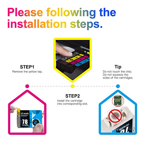 Uniwork Remanufactured Ink Cartridge Replacement for Epson 78 T078 use in Artisan 50 Stylus Photo R260 R280 R380 RX580 RX595 RX680 Printer Tray (7 Pack)