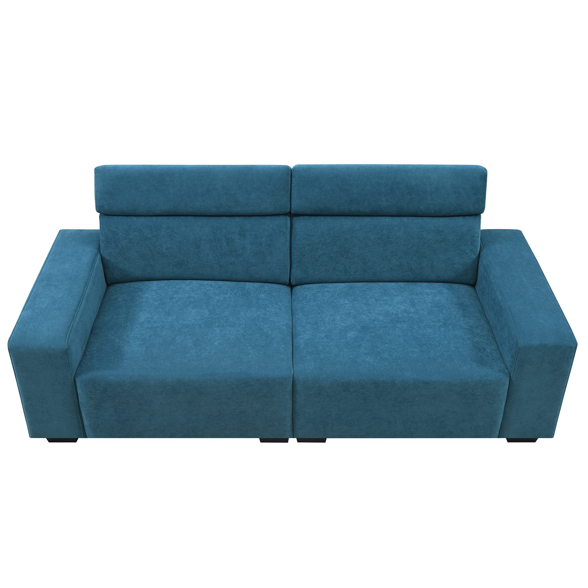 FIQHOME 2-Seater Sectional Sofa Couch with Multi-Angle Adjustable Headrest, Spacious and Comfortable Velvet Loveseat for Living Room,Studios, Salon(Blue)