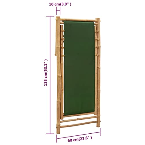 WEMYUFURN Deck Chair Bamboo and Canvas Green, Patio Dining Chairs, Bar Stools, Outdoor Seating for Outdoor Relaxation and Entertaining in Your Backyard or Poolside
