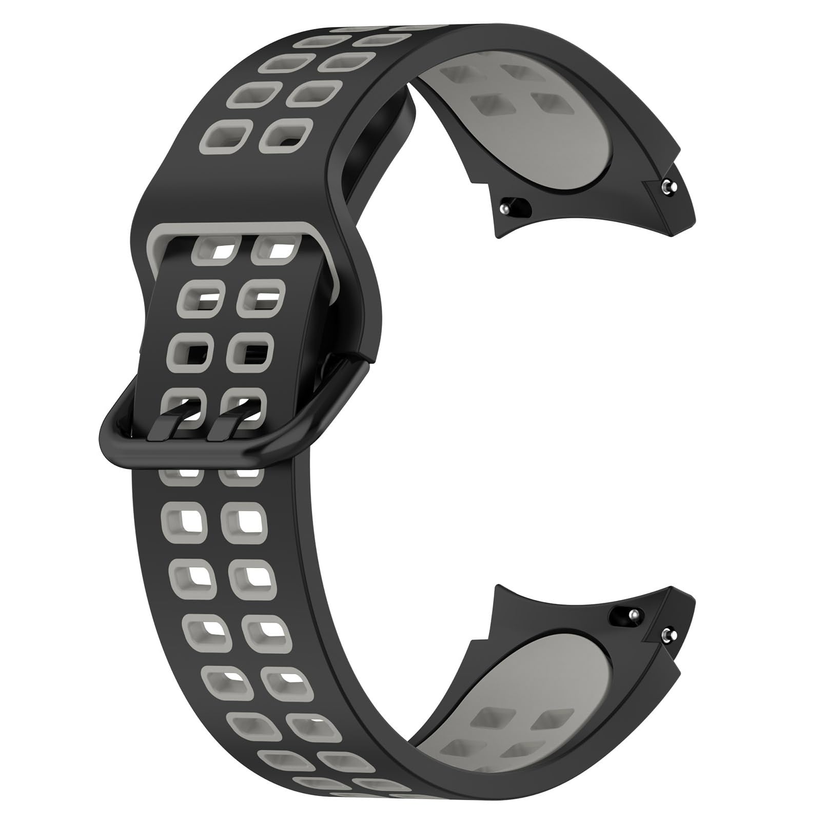 Disscool Replacement Wristbands Compatible with Samsung Galaxy Watch 6/Watch 5/Galaxy Watch 4/Galaxy Watch 3 41mm, 20mm Adjustable Soft Silicone Wrist Strap with Quick Release(Black+Grey)