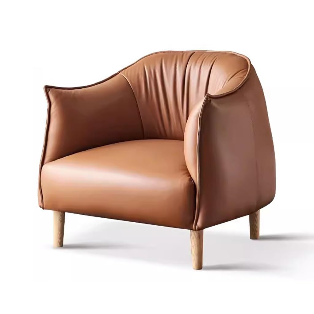 Couch for Living Room Leather Sofa Modern Minimalist Solid Wood Sofa Chair Nordic Small Apartment Living Room Light Luxury Single Sofa Samll Sofa