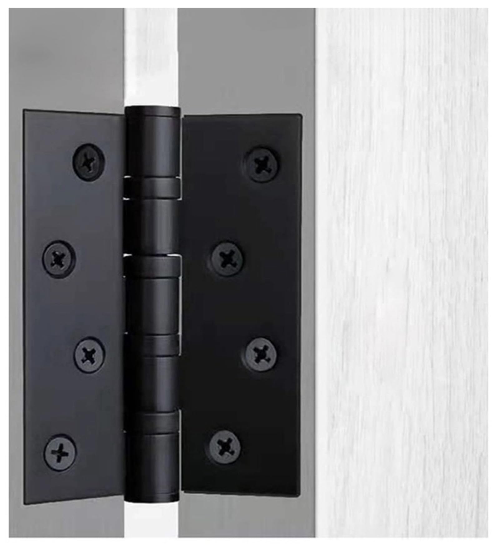 WANLIAN 4" Matte Black Ball Bearing Door Hinges,3 mm Thick Stainless Steel,Solid Square Corner Heavy-Duty for Exterior & Interior Doors, with Mounting Screws (2 Pack)