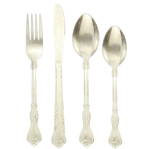 Silverware Set for 8 Flatware Cutlery Unique Retro Luxury Stainless Steel Tableware Utensil Set Knives Forks Spoons,Dinnerware Sets for Party Kitchen 40-piece