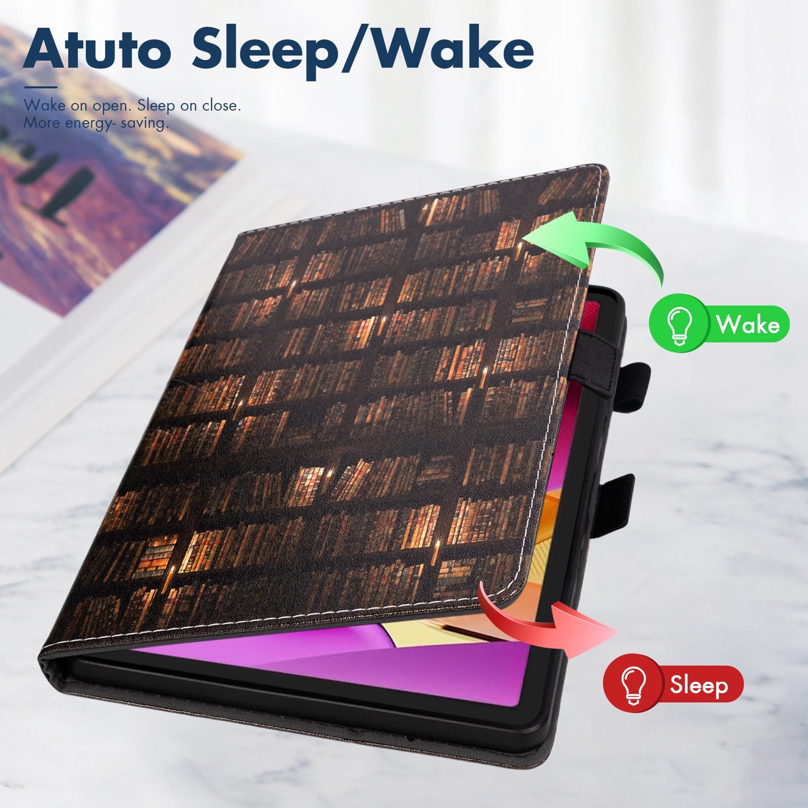 Dteck for Amazon Fire Max 11 Tablet Case 11" (13th Generation) 2023, PU Leather Shell TPU Back Cover Fold Stand Case with Auto Sleep Wake, Adjustable Viewing Angles, Cute Folio Slim Case, Bookshelf