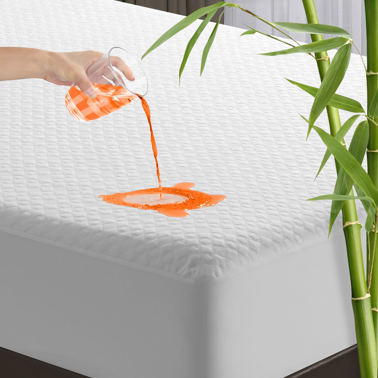 RISAR Two-piece Set：Queen size 3inch memory foam mattress topper & Queen Size Waterproof Mattress Protector.