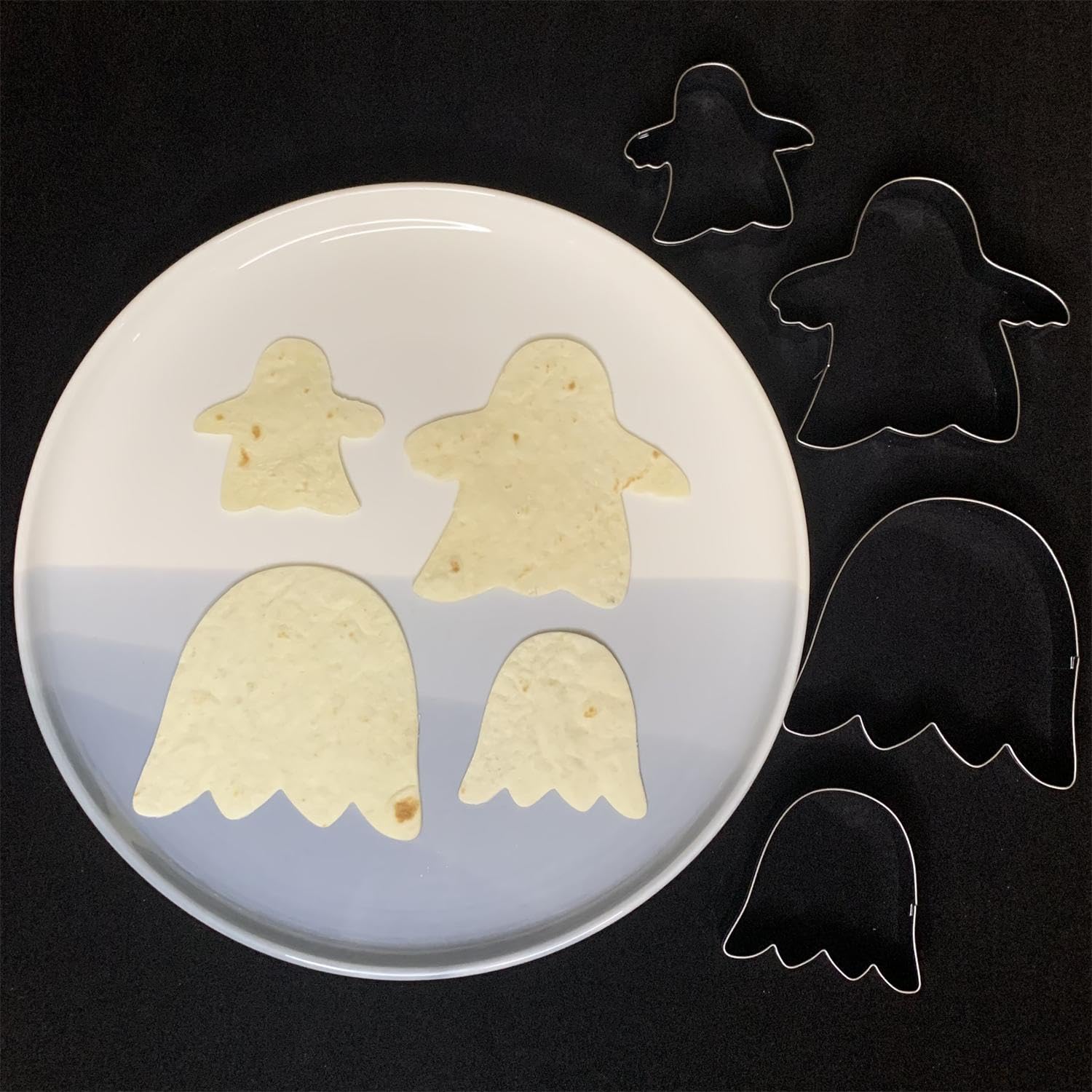 LUBTOSMN Halloween Ghost Cookie Cutter Set-4 Piece-Size 3.5" 2.3"-Halloween Holiday Fondant Biscui Fruit Cheese Cutters
