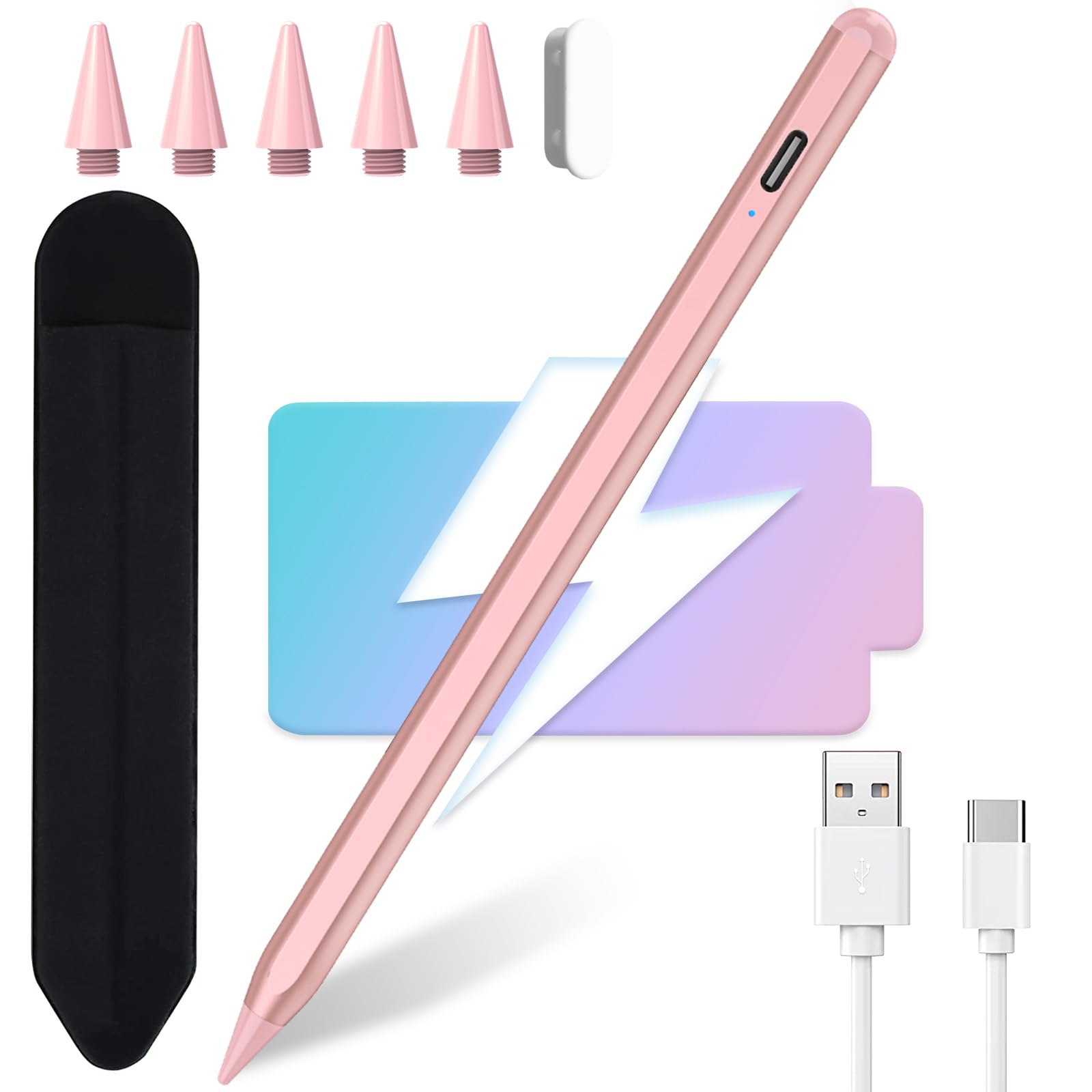 GGH Keyboard Case for iPad 9th Generation and Apple Pencil,Stylus Pen for iPad(2018-2023) 15mins Fast Charge,Palm Rejection iPad Pencil,10 Color Backlit Bluetooth Keyboard Case with Pencil Holder