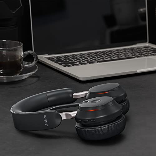 Jabra Evolve2 65 Wireless Bluetooth Headset Stereo UC - USB Blue Tooth Dongle, Compatible with Zoom, Webex, Smartphones, Tablets, PC/MAC, 26599-989-999 (Black), Global Teck Gold Support Plan Included