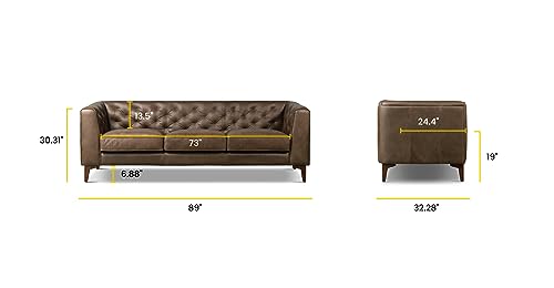 POLY & BARK Essex Furniture, 89 inches, Cocoa Brown