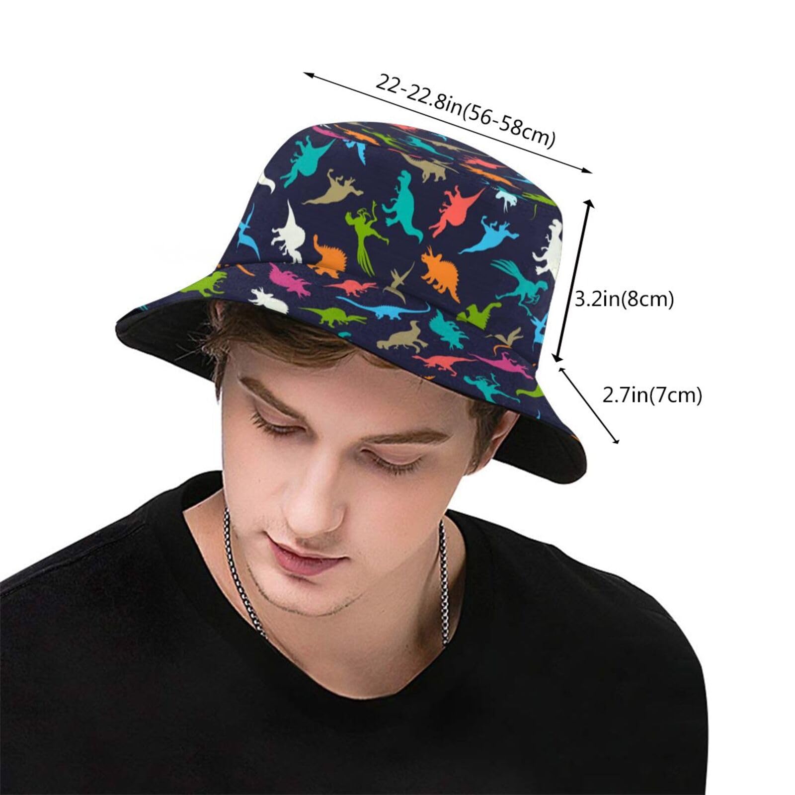 Cute Dinosaurs Sun Hat Dinosaurs Bucket Hats Summer Sun Travel Beach Hat Wide Brim Outdoor Hat for Women Men